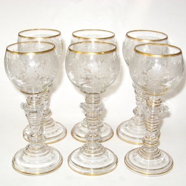 Antique German Crystal Wine Glasses - Etsy