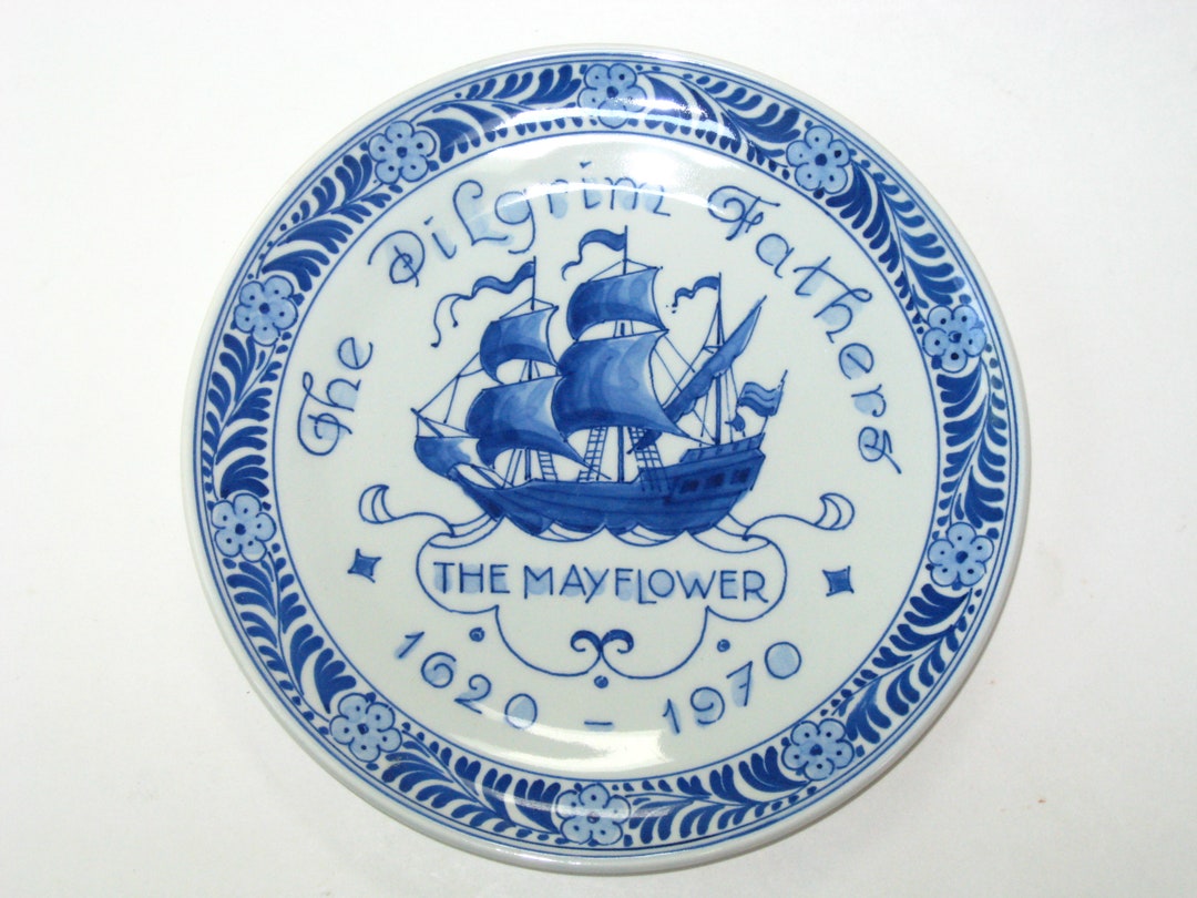 De Porceleyne Fles Royal Delft the PILGRIM FATHERS MAYFLOWER Plate 1970 ...