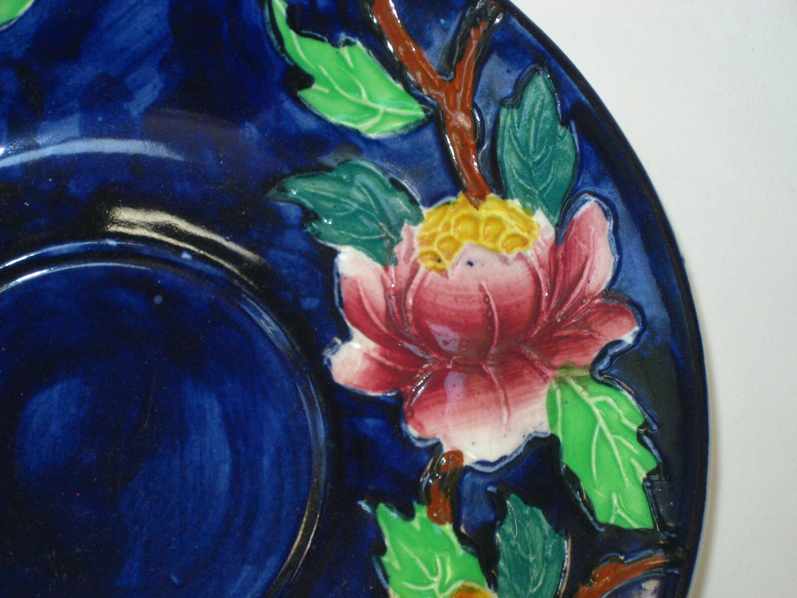 Maling China England Vintage Tube-lined Cup and Saucer Cobalt Blue W ...