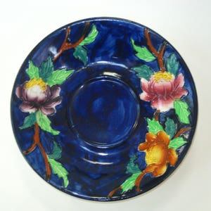 Maling China England Vintage Tube-lined Cup and Saucer Cobalt Blue W ...