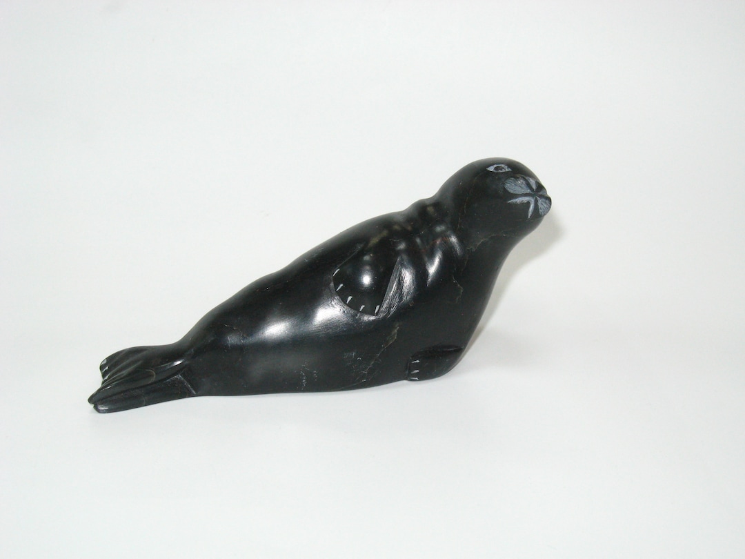 Inuit Canadian 'eskimo Art Esquimau' Hand Carved REAL Soapstone Seal ...