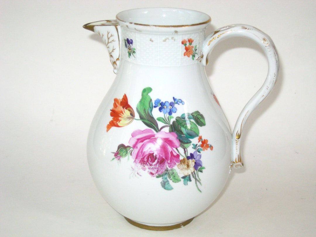 Antique 19th Century Meissen Crossed Swords Mark Dresden Flowers ...