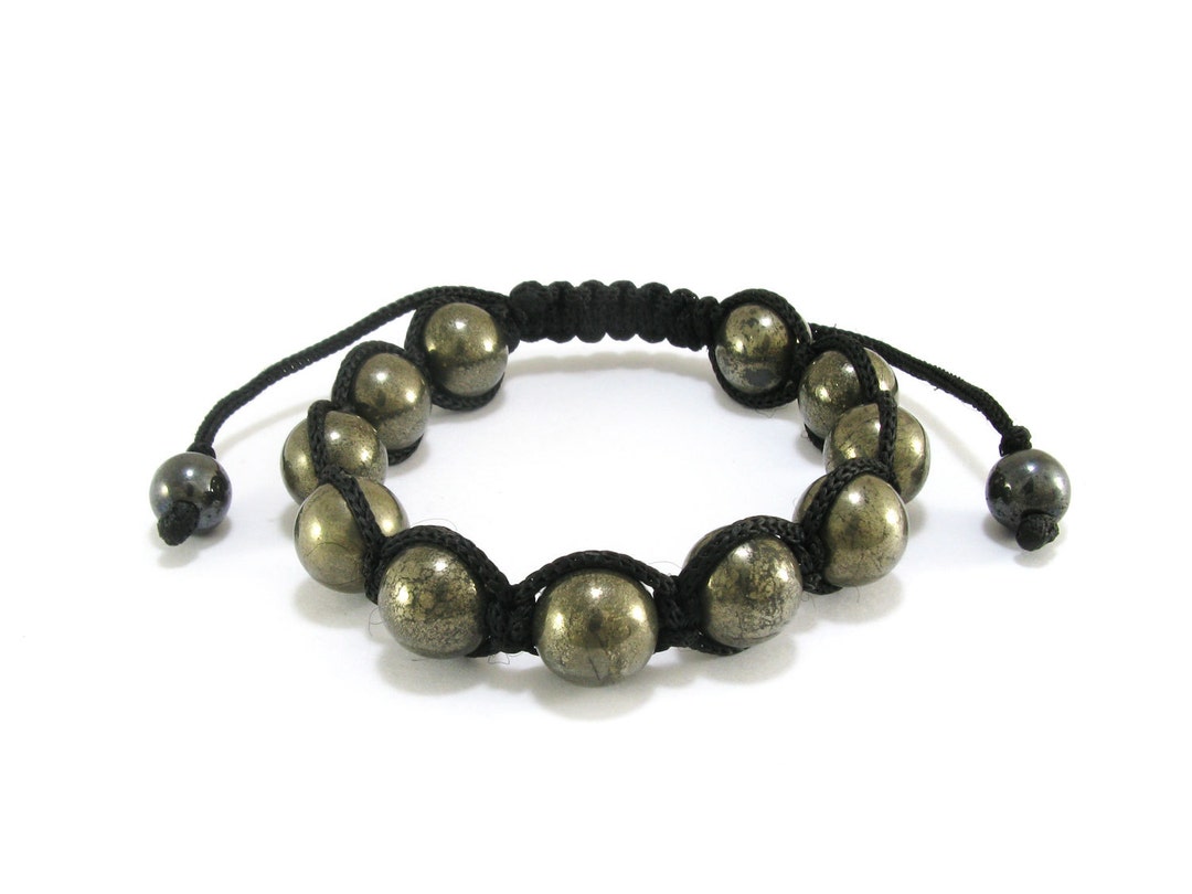 Pyrite Mens Bracelet, Beaded Bracelet, Unisex Bracelet, Men's Gemstone ...