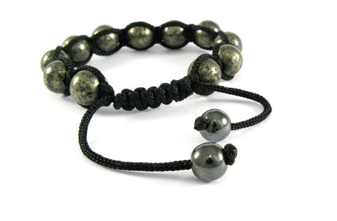 Pyrite Mens Bracelet, Beaded Bracelet, Unisex Bracelet, Men's Gemstone ...