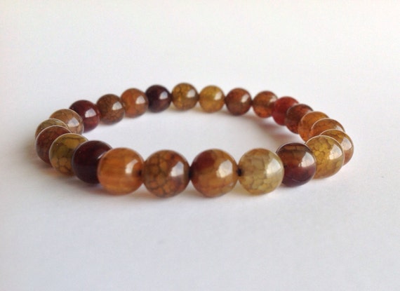 Dragon Scale Agate Agate Bracelet Beaded Bracelet Stretch | Etsy