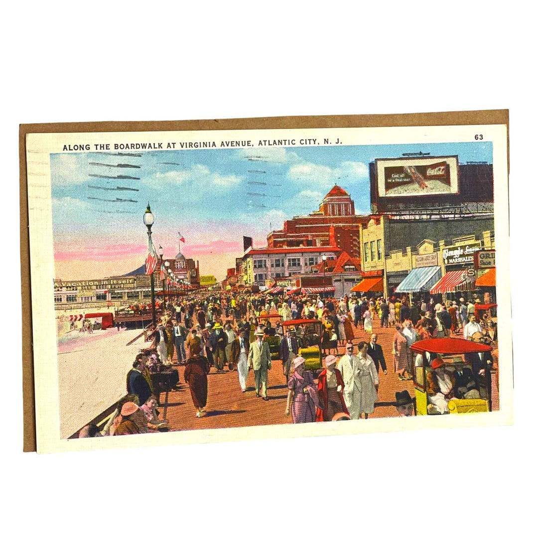 Vintage Coca Cola Postcard 1930 Ads Atlantic City New Jersey Boardwalk ...