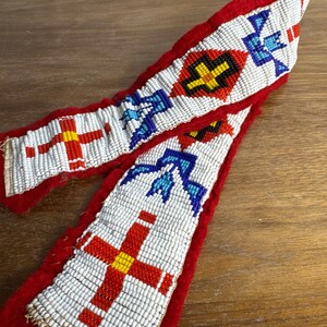 Native American Beaded Sash Sioux Dakota Tribe Beadwork 26" Red Blue ...