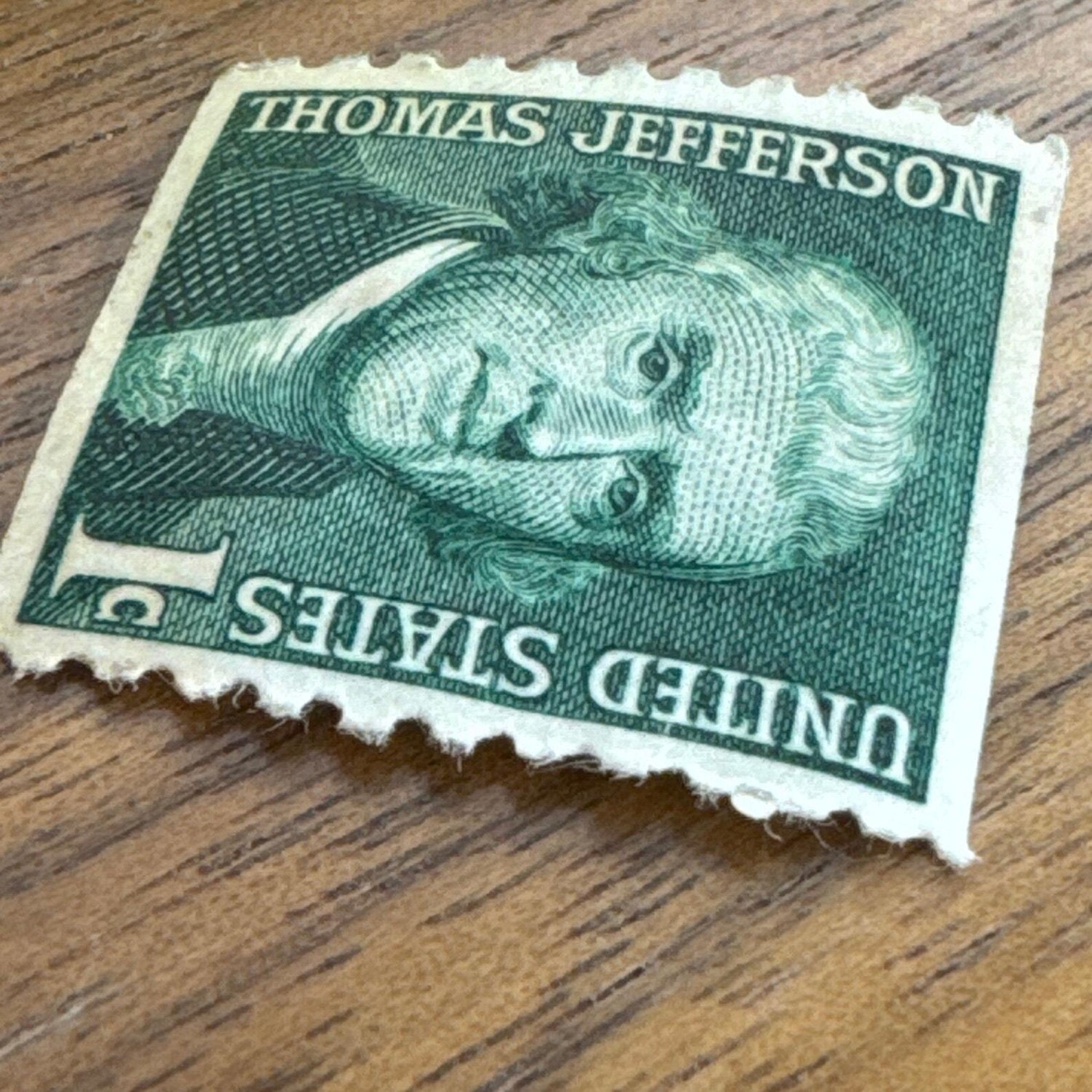 Thomas Jefferson USPS Stamp Green One 1 Cent Postal Stamp Collecting Uncancelled - Etsy