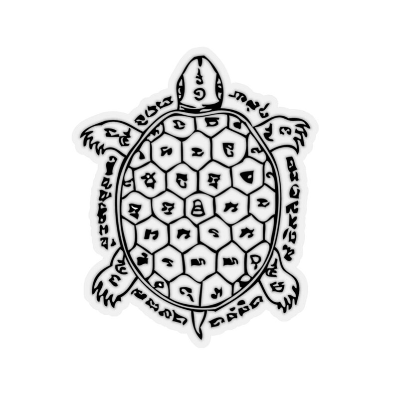 Thai Tattoo Design "turtle With Sak Yant Good Luck Spells" New Retro ...