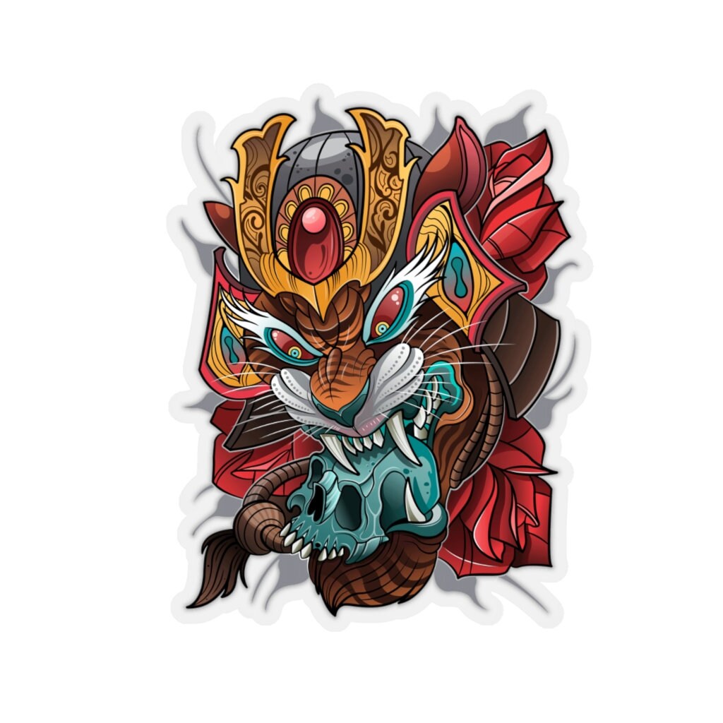 Thai Tattoo Design "lion Samurai Shogun" New Retro Funny Kiss-cut ...