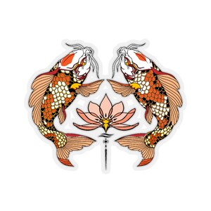 Thai Tattoo Design "a Pair OF Carp Koi Fish and Flower" New Retro Funny ...