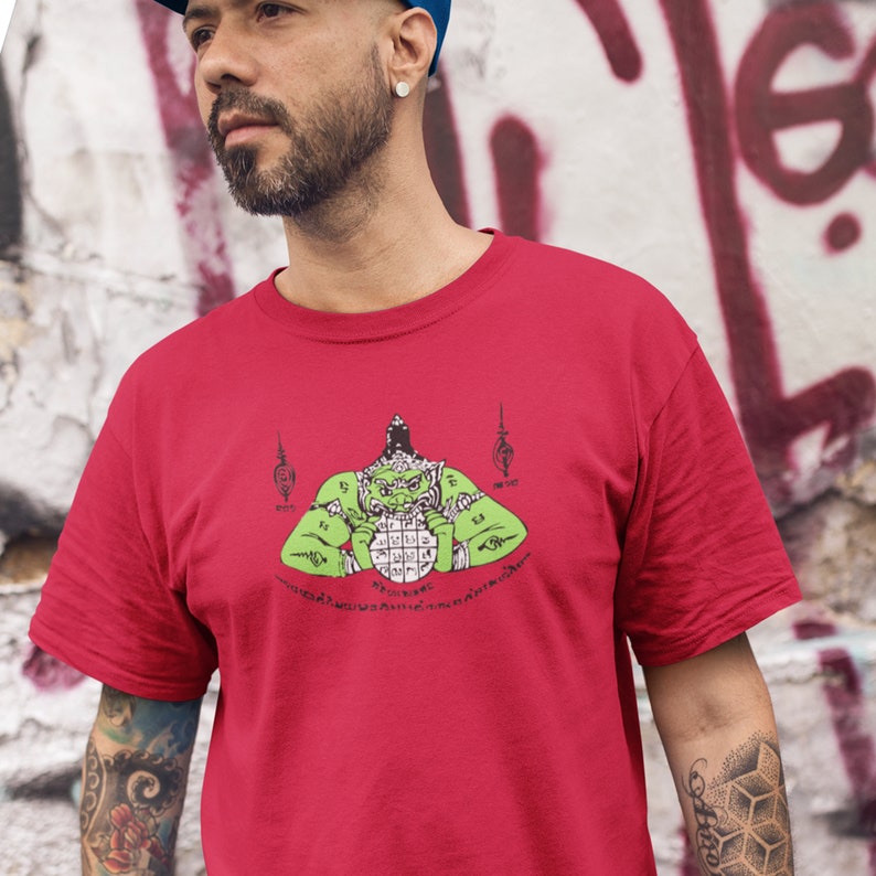 Thai Tattoo Design T-shirt 'monkey Lord Phra Rahu Holding Sacred Tablet ...