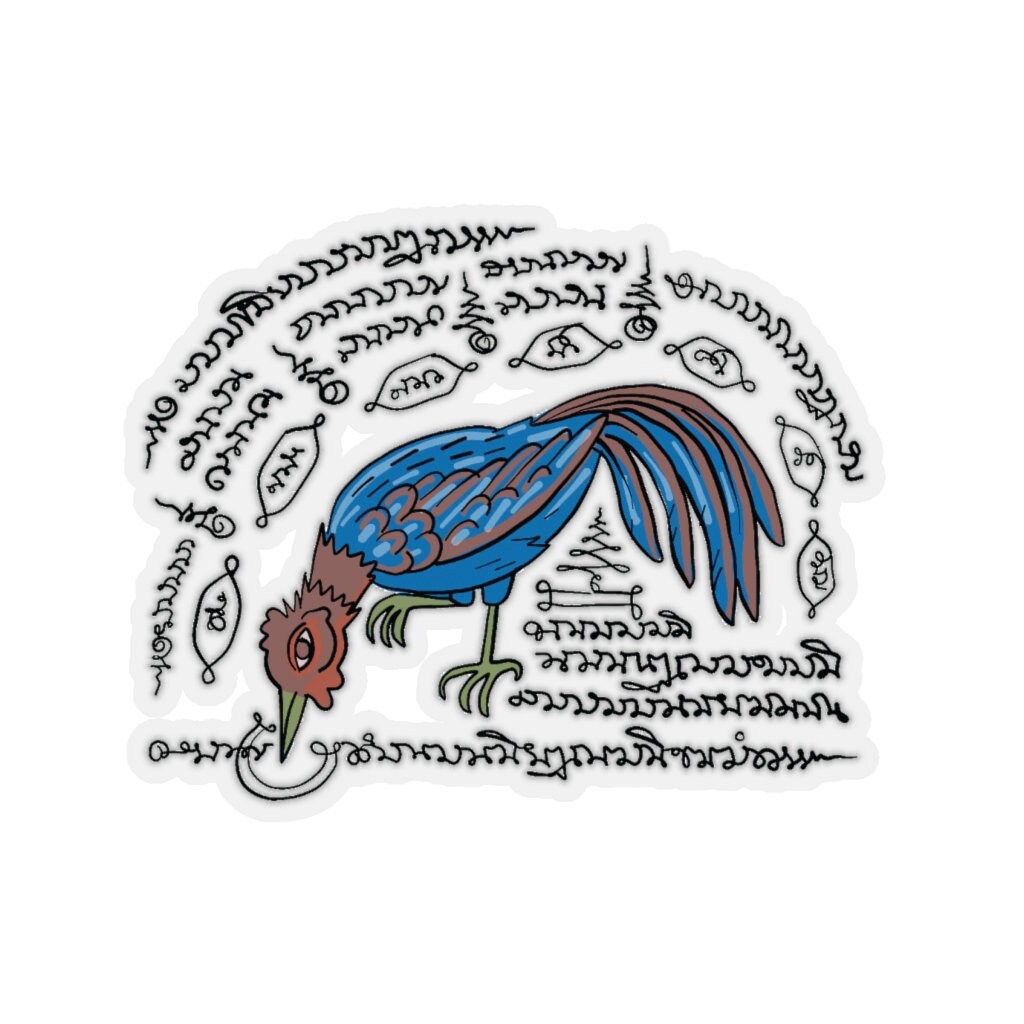 Thai Tattoo Design sak Yant Chicken With Magic Spells New Retro Funny ...