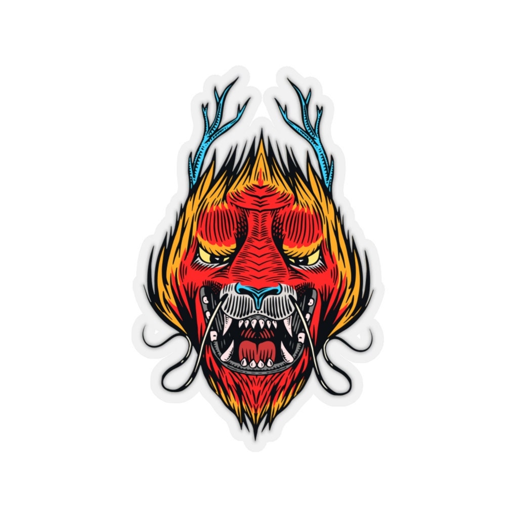 Thai Tattoo Design "red Devil Dog" New Retro Funny Kiss-cut Sticker ...