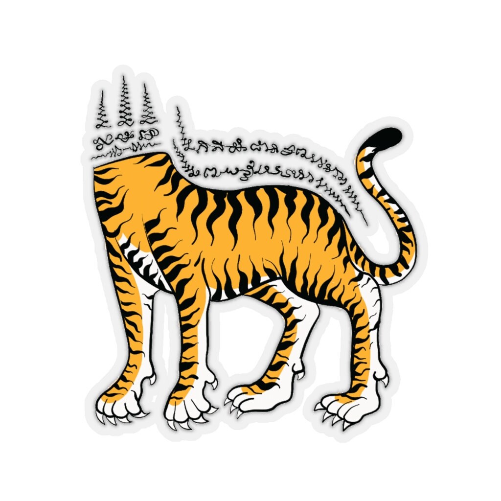 Thai Tattoo Design "headless Tiger With Sak Yant Good Luck Spells" New ...