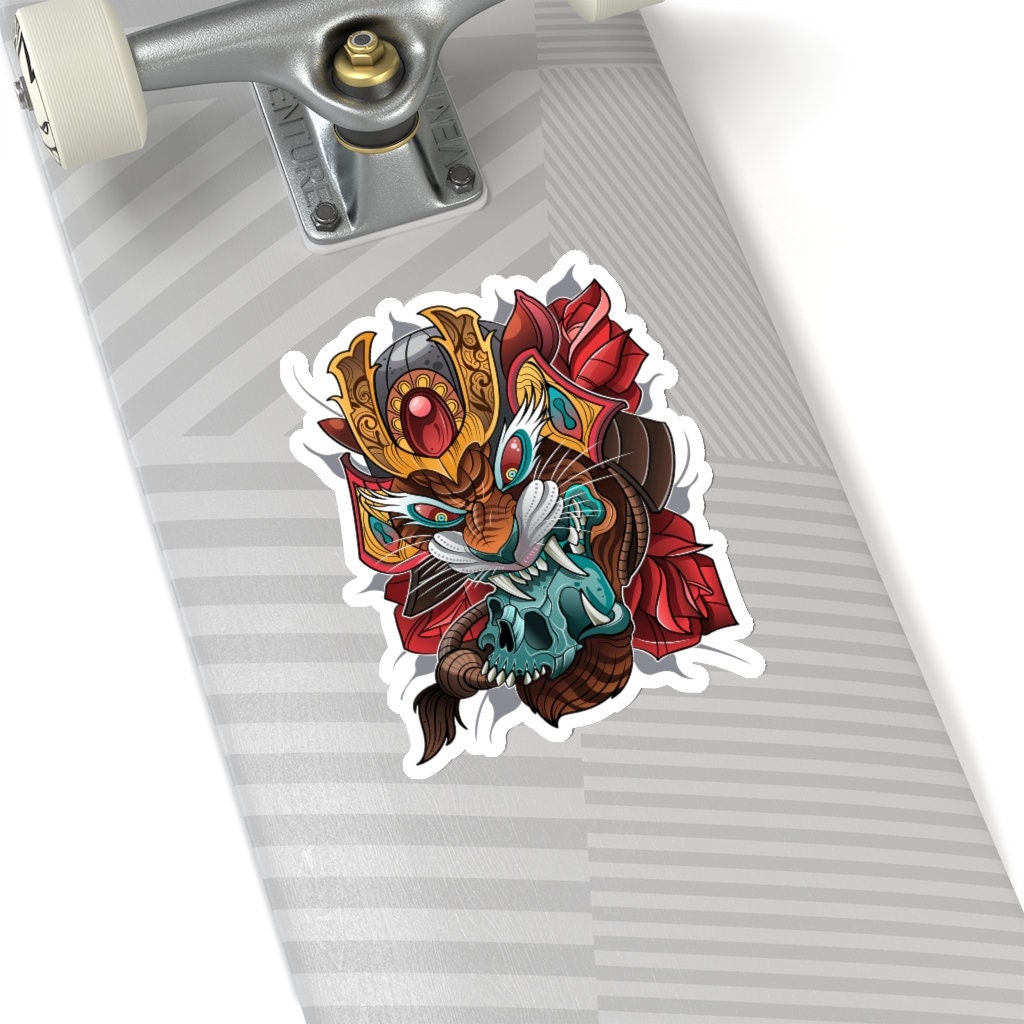 Thai Tattoo Design "lion Samurai Shogun" New Retro Funny Kiss-cut ...