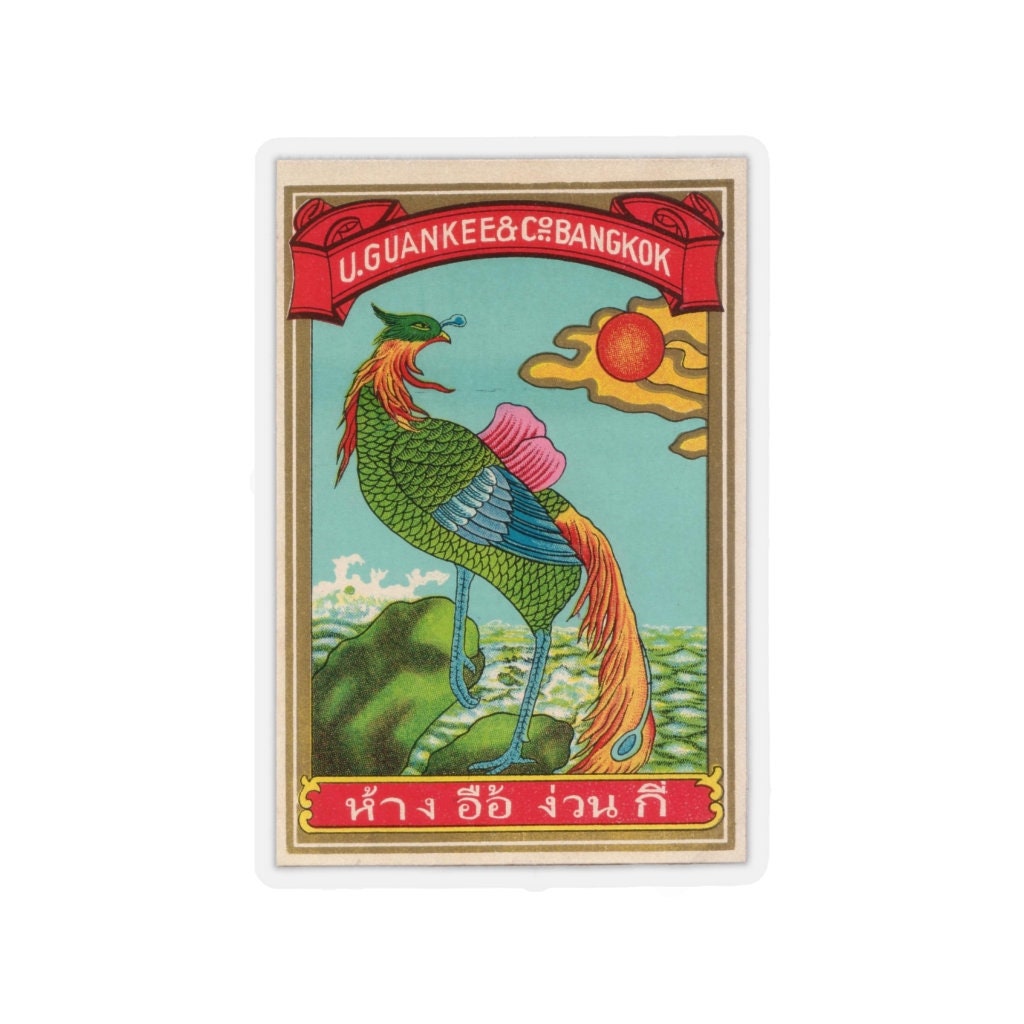 Thai Tattoo Design "vintage Thai Ad Label With Bird Image" Kiss-cut ...