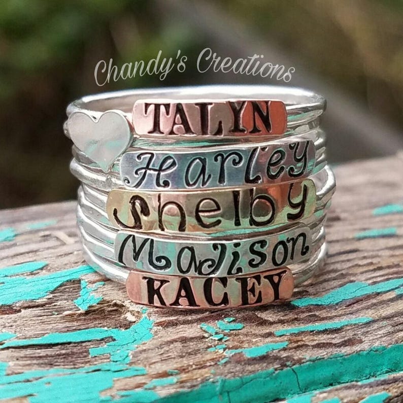 3mm Gold Sterling Silver Copper Stackable Name Rings - Etsy