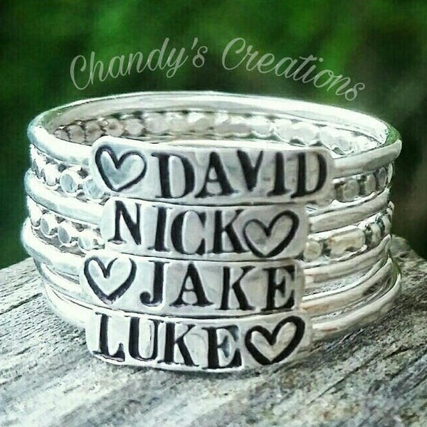 Stackable Name Rings - Etsy