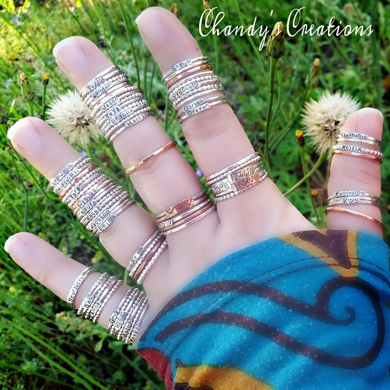 3mm Gold Sterling Silver Copper Stackable Name Rings | Etsy