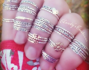 2mm-sterling-silver-stackable-name-rings-stacking-mother's | Etsy