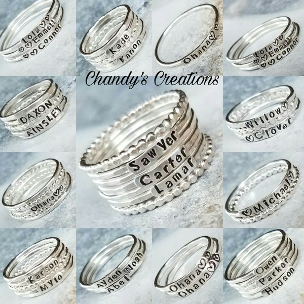 Stackable Name Rings - Etsy
