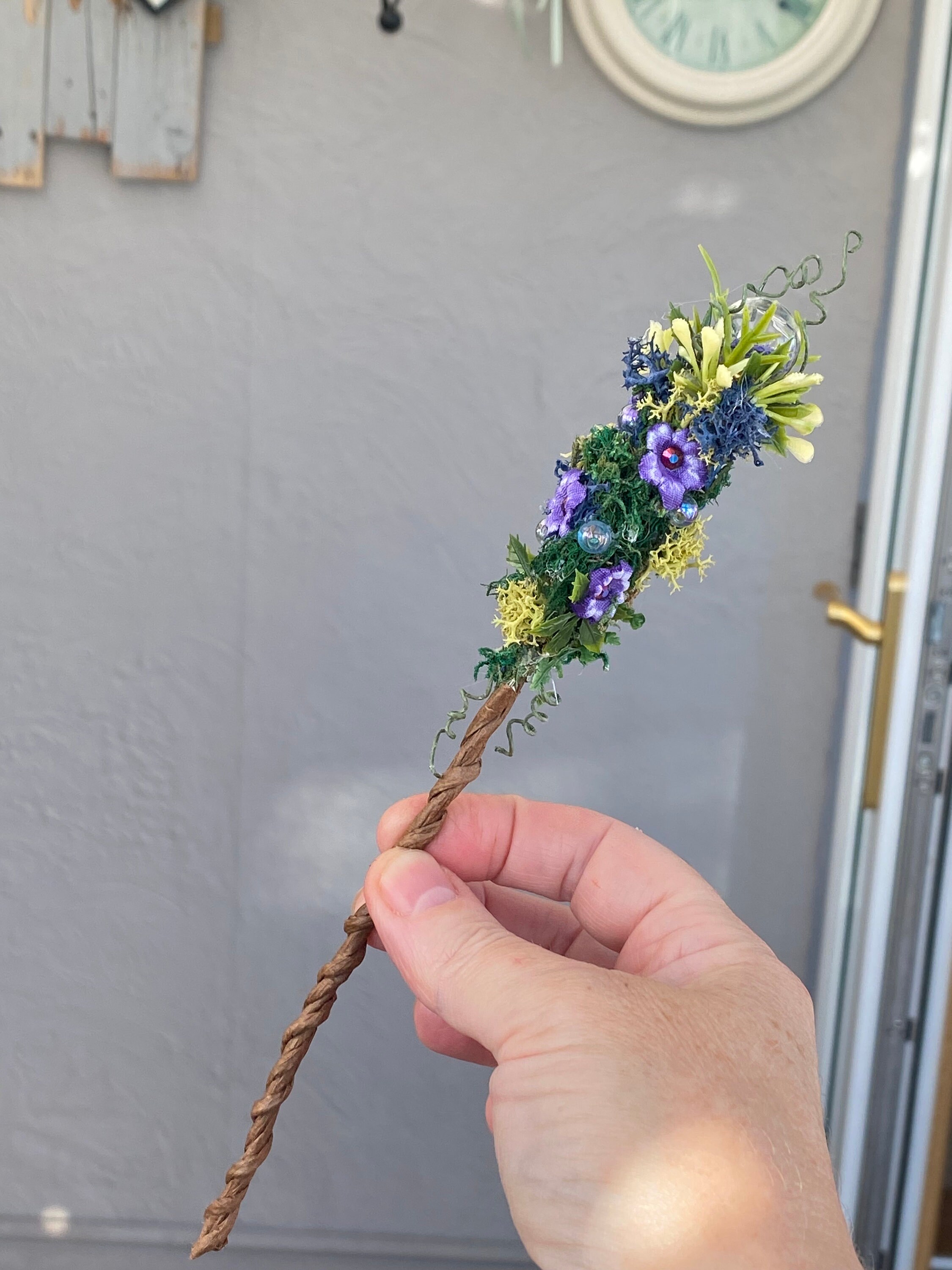 Handmade Queen Fairy Staff: Wood Effect Magic Wand With Blue Orb - Etsy