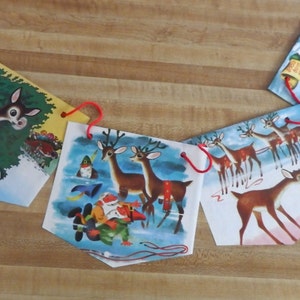 Rudolph Banner, Christmas Banner Bunting, Rudolph Garland, Upcycled ...