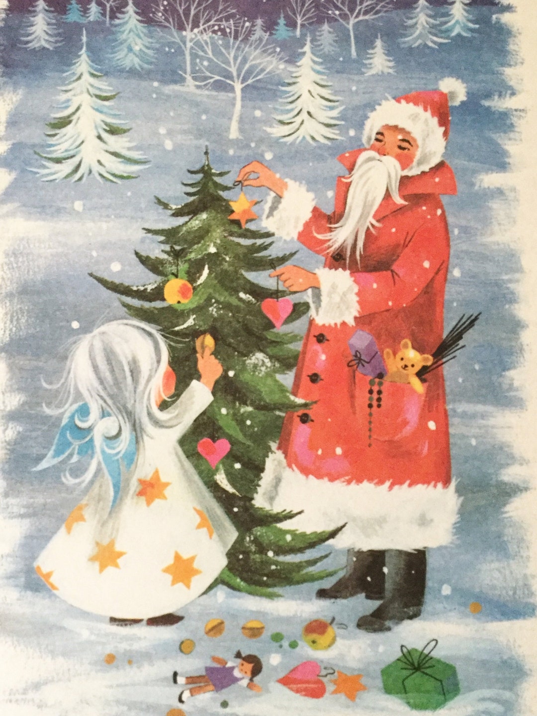 Vintage Christmas Print, Original Book Page, Felicitas Kuhn, Father ...