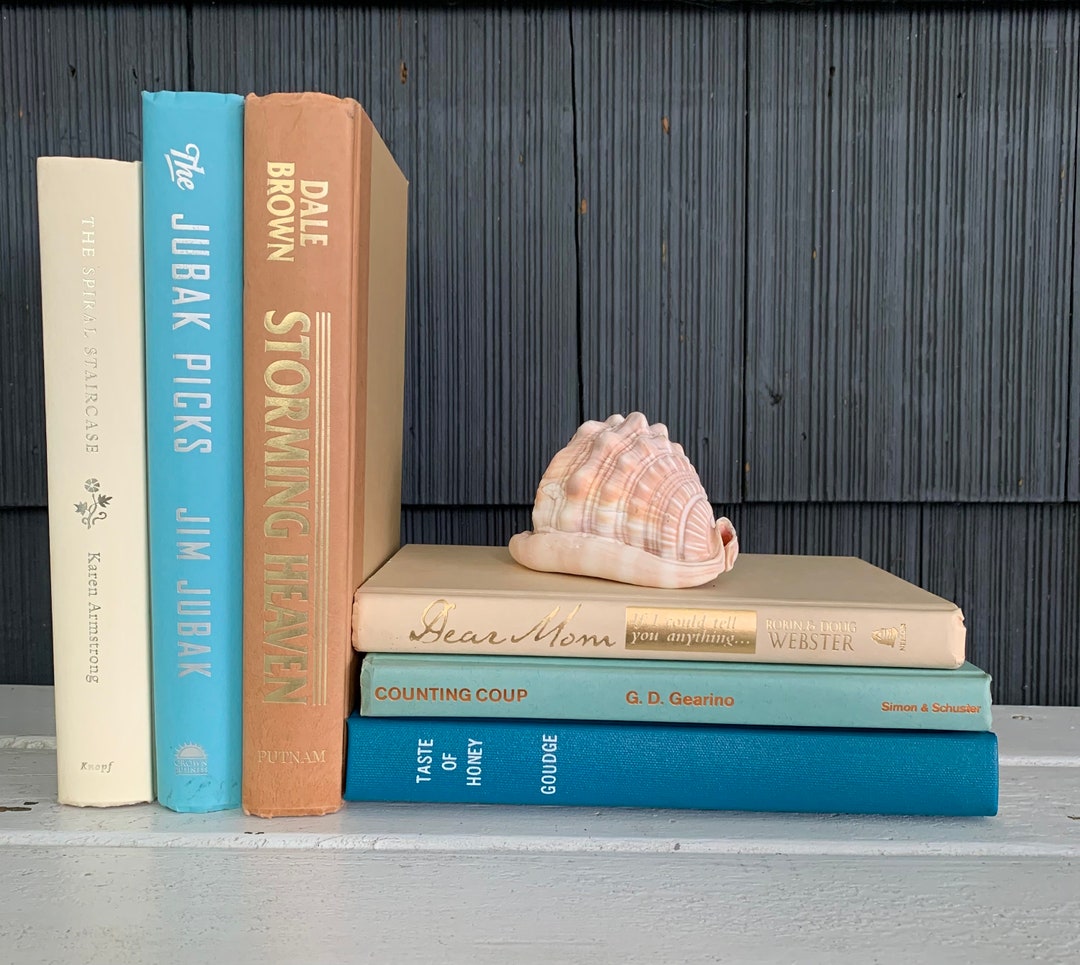 Beach House Book Stack, Lakehouse Book Set, Books by Color, Decorative ...