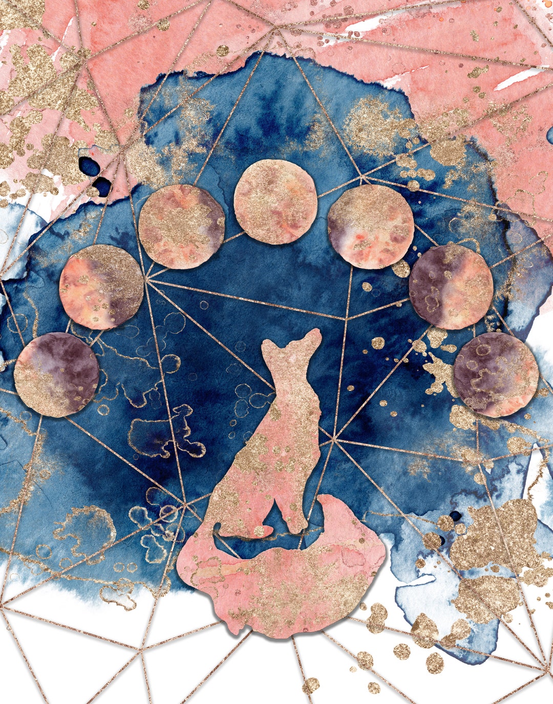 Fox Lunar Moon Geometric Print - Etsy