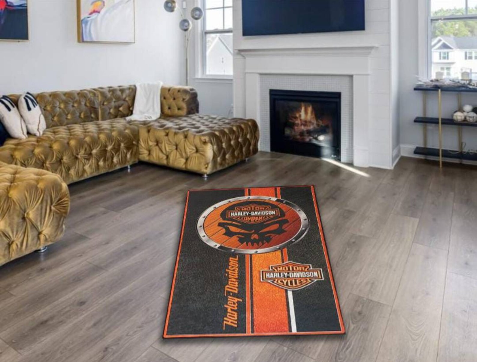 Harley Davidson Carpet, Unique Rug, Harley Rug, Man Cave Carpet ...