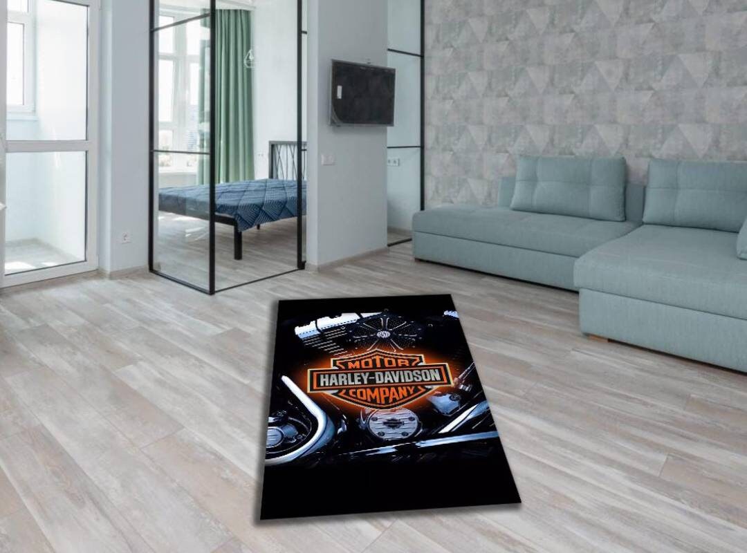 Harley Davidson Carpet, Unique Rug, Harley Rug, Man Cave Carpet ...