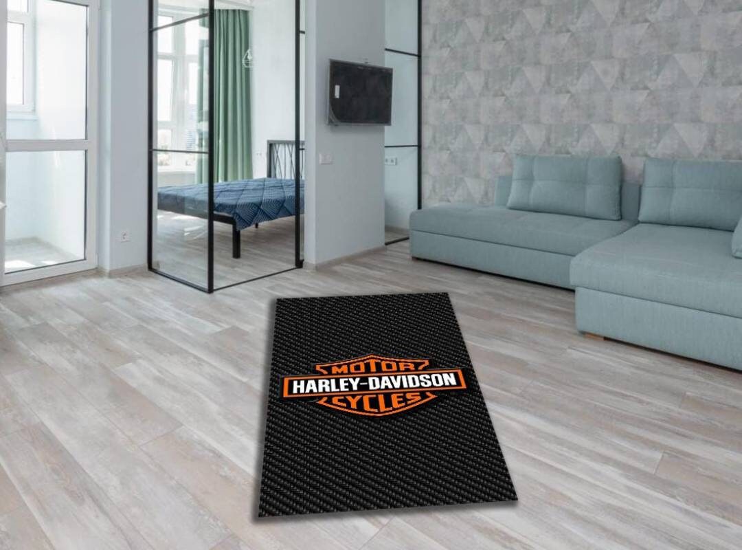 Harley Davidson Rug Unique Rug Harley Rug Man Cave Carpet - Etsy