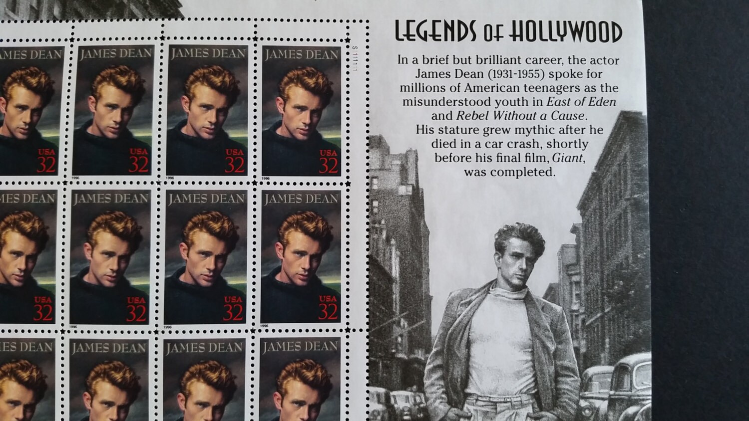 James Dean*movie Star*actor*legends of Hollywood*us Postage Stamps ...