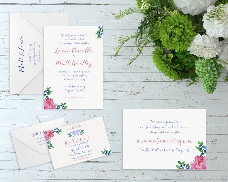 Watercolor Roses Wedding Save the Date - (elegant, Romantic, Rustic ...