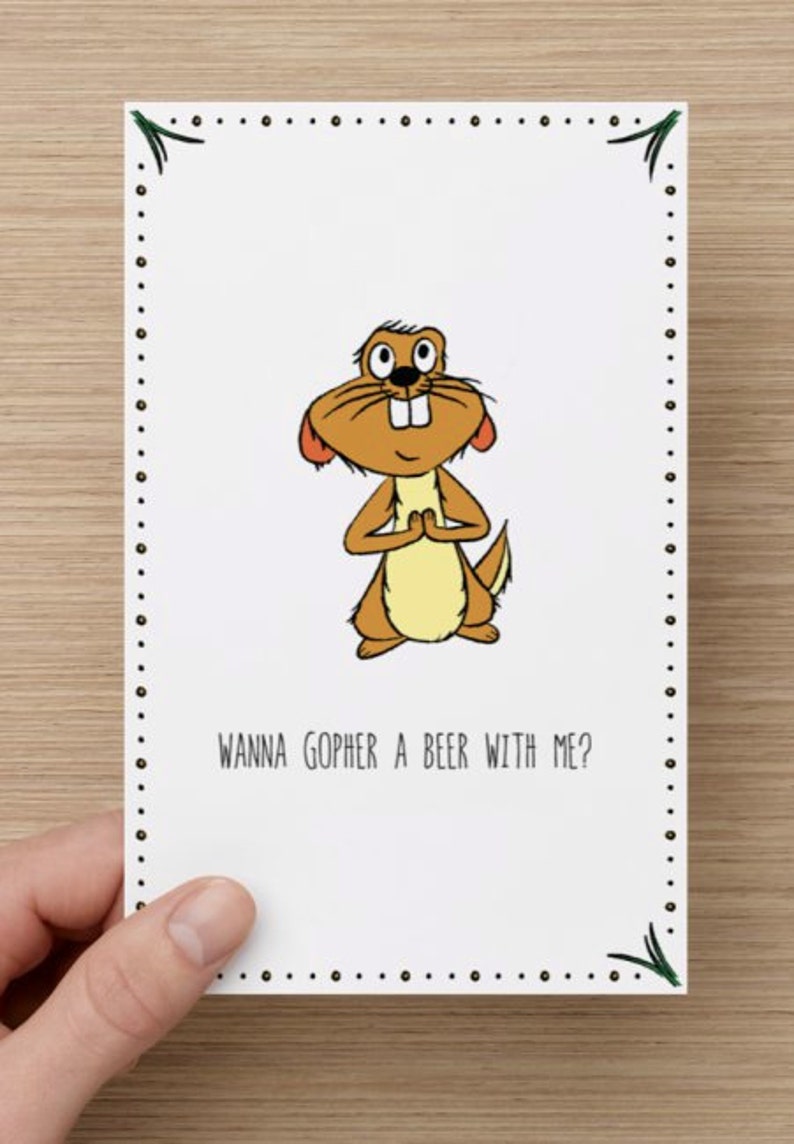 Gopher Card Funny Punny Greeting Cards animal Series by Solivagants ...