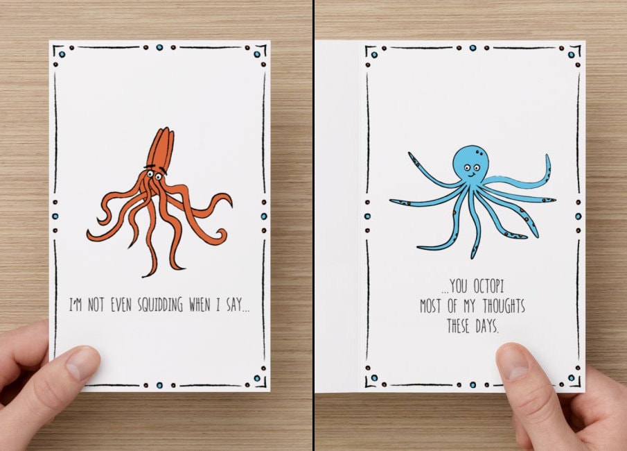 Octopus / Squid Card Funny Punny Greeting Cards animal Series by ...