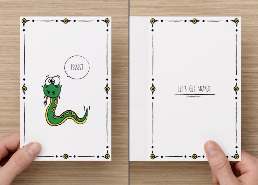 Snake Card - Funny Punny Greeting Cards (animal Series) by Solivagants ...