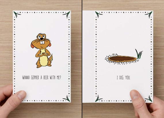 Gopher Card Funny Punny Greeting Cards animal Series by | Etsy