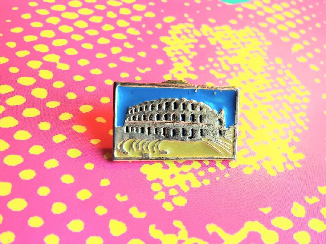 Vintage Gold Tone Roman Colosseum Flavian Amphitheater Souvenir Enamel ...