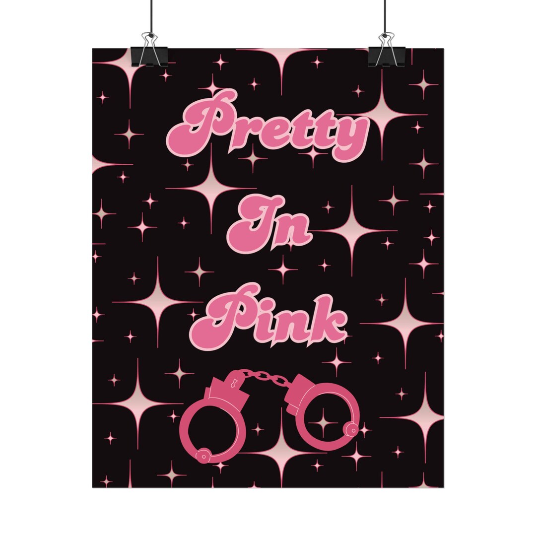 Funny Pink Handcuffs Poster, Unique Wall Art, Humorous Room Decor ...