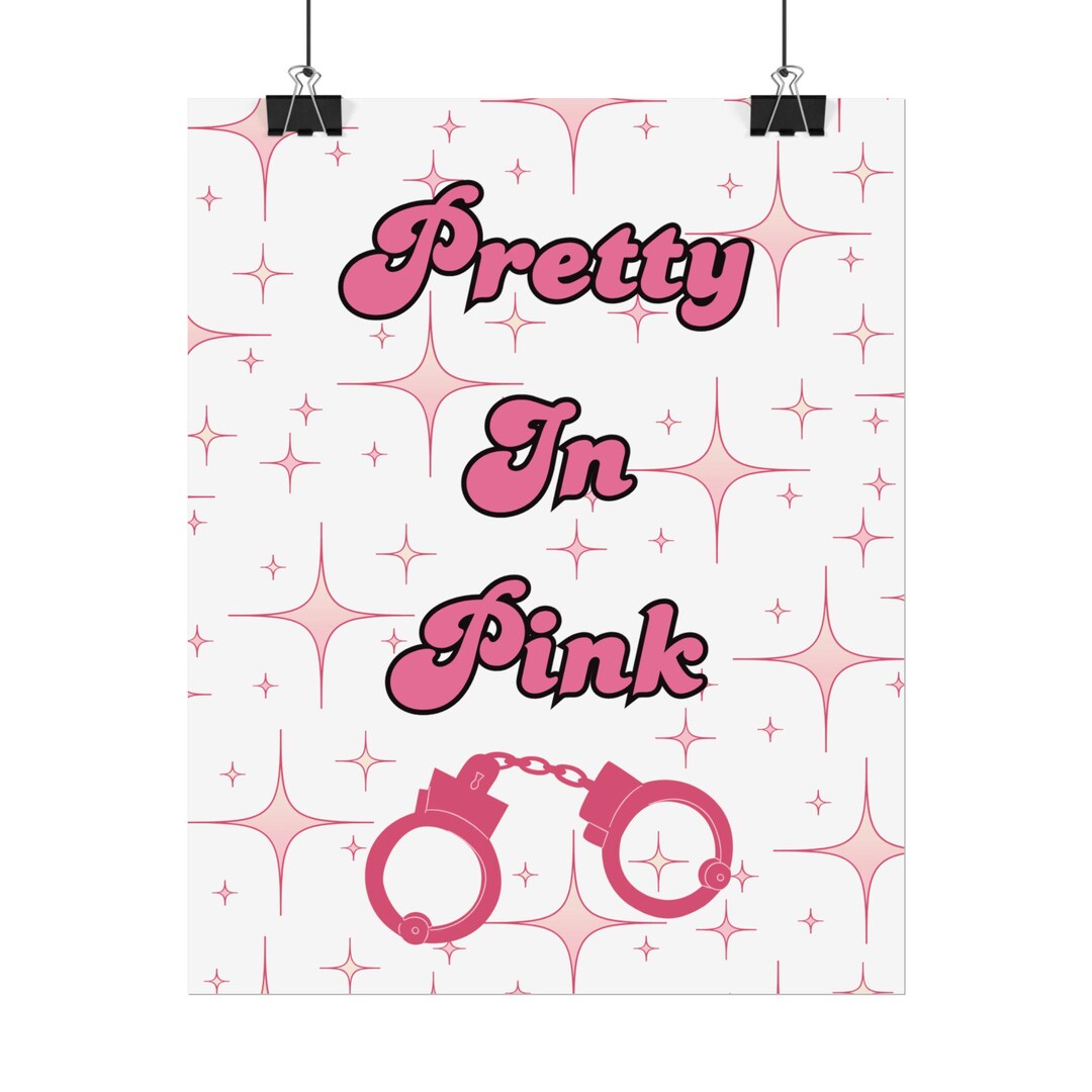 Funny Pink Handcuffs Poster, Unique Wall Art, Humorous Room Decor ...