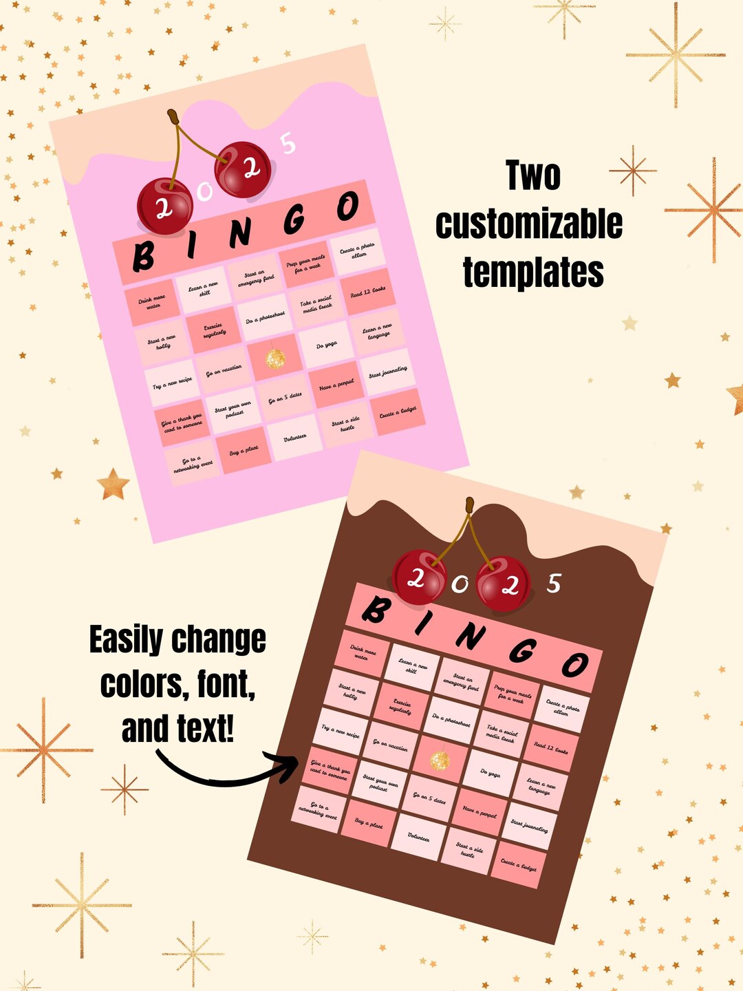 2025 Vision Bingo Template - New Year Bingo, 2025 Bingo Printable Card ...