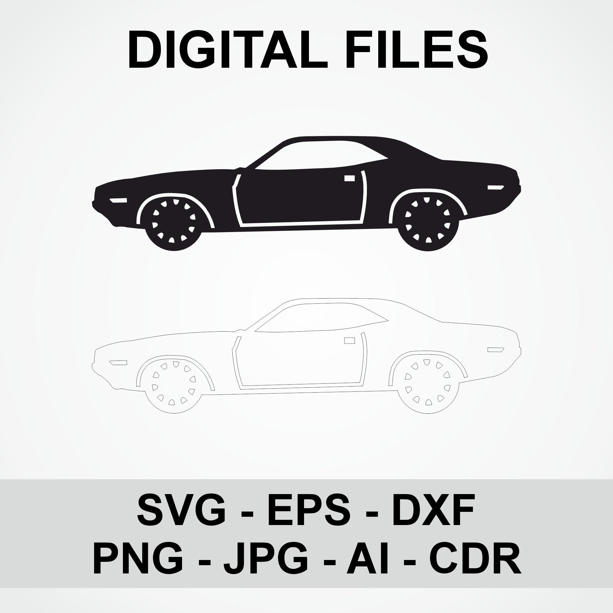 Dodge Challenger, 1970, Car, DXF, SVG, Ai, PNG, Cdr, Digital Files ...