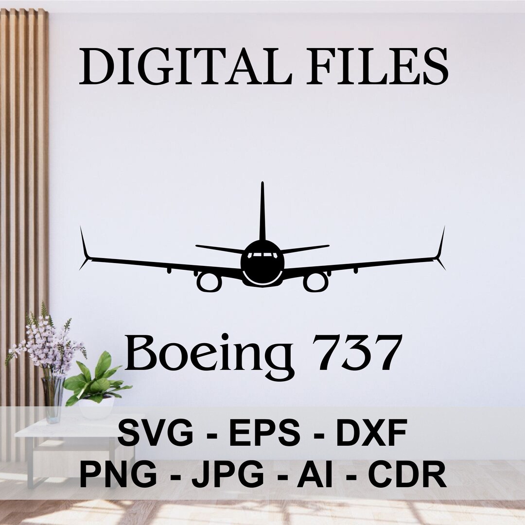 Boeing 737, Airplane, DXF, SVG, Ai, PNG, Cdr, Plane, Airplane, Digital ...