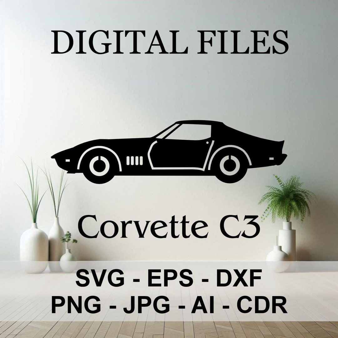 Corvette C3, Stingray, DXF, SVG, Png, Digital Files, Laser Cut, Plasma ...