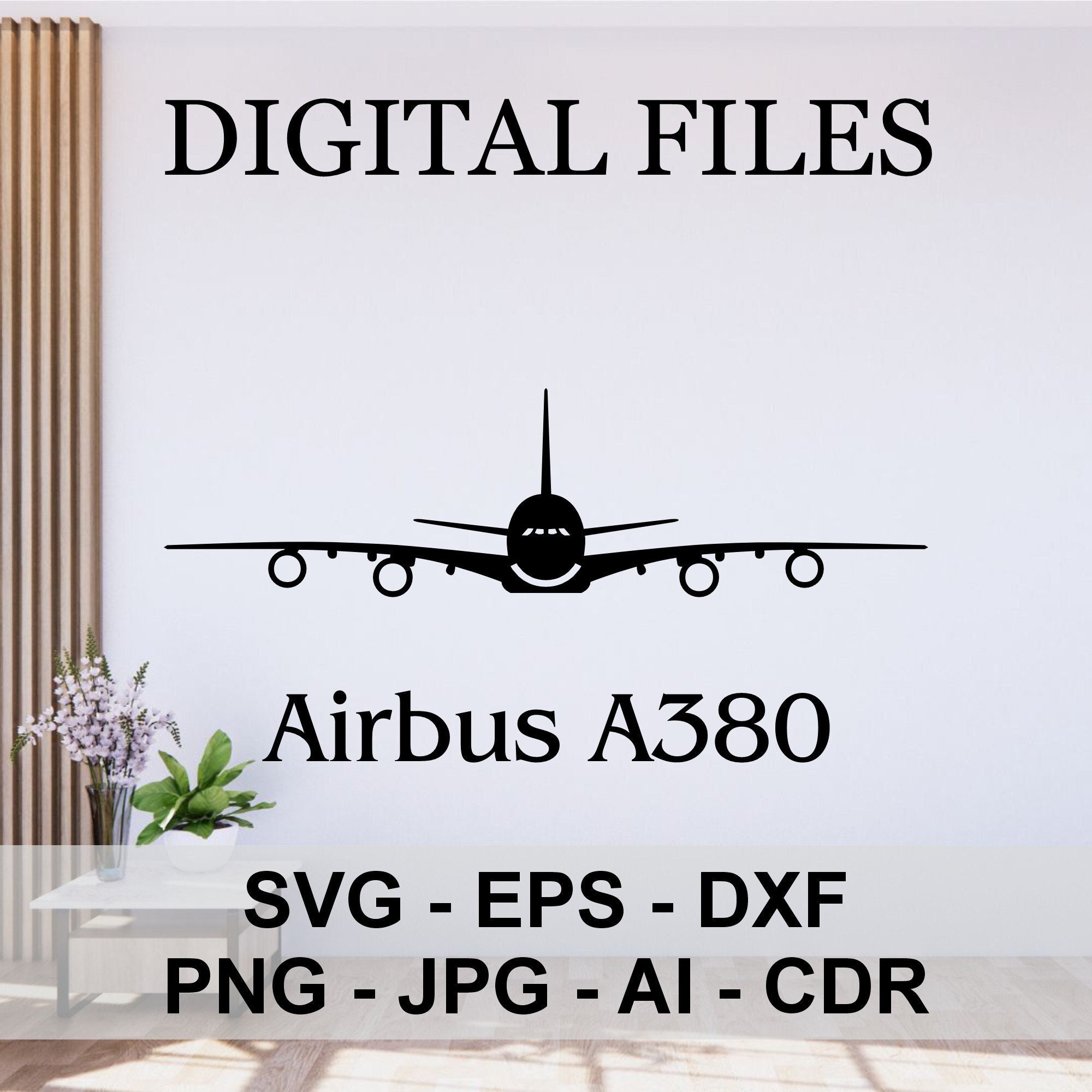 Airbus A380, Airplane, DXF, SVG, Ai, PNG, Cdr, Plane, Airplane, Digital ...