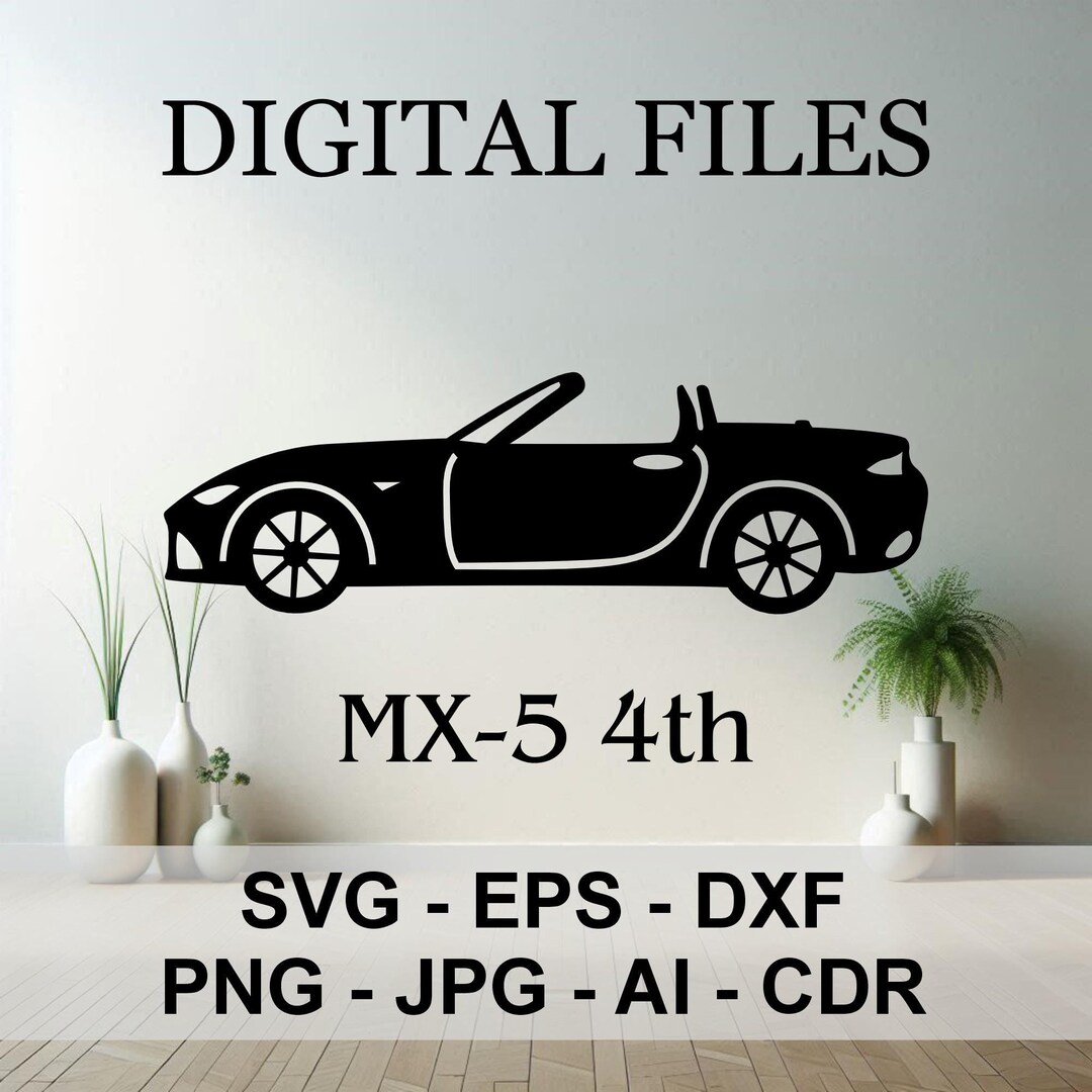Mazda MX5 4th, Japan Sports Car, Silhouette, Dxf, Svg, Digital Files ...