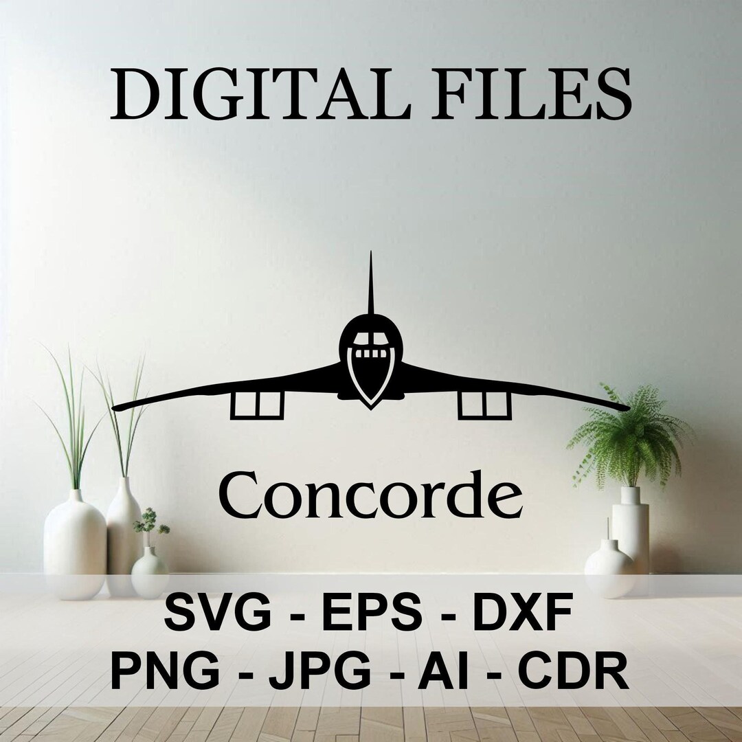 Concorde, Airplane, DXF, SVG, Plane, Airplane, Digital Files, Laser Cut ...